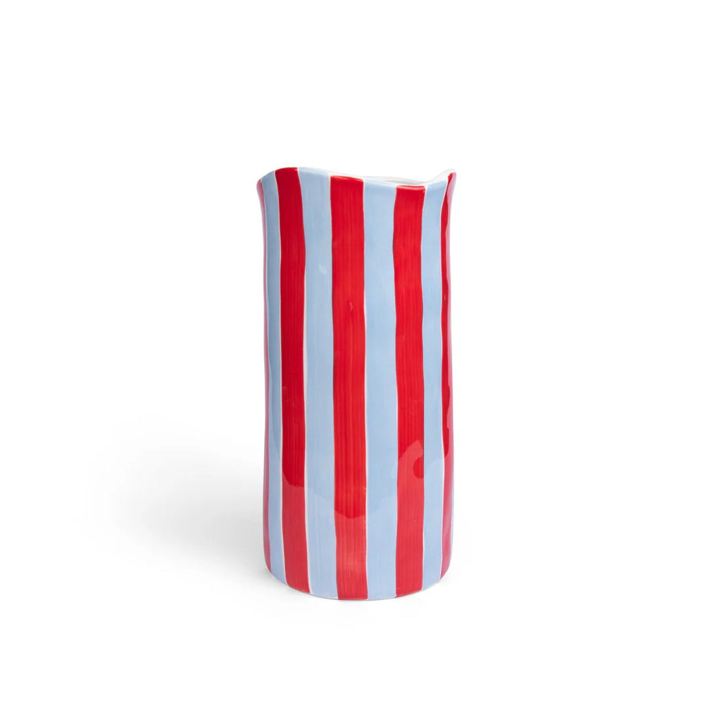 Noss & Co Large Vase - Cornflower Blue & Red Stripe — Kitchen Antics