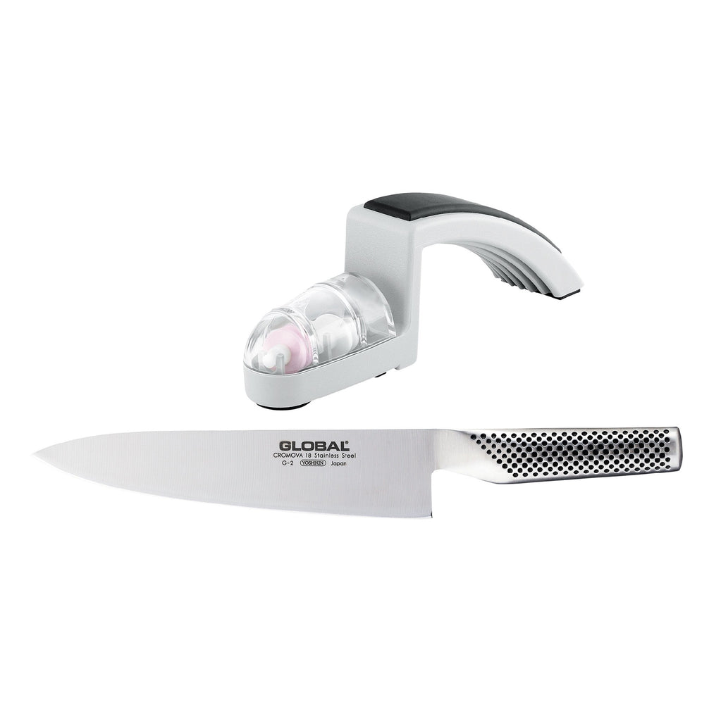 Global 2 Piece Starter Set - 20cm Cooks Knife + Sharpener — Kitchen Antics