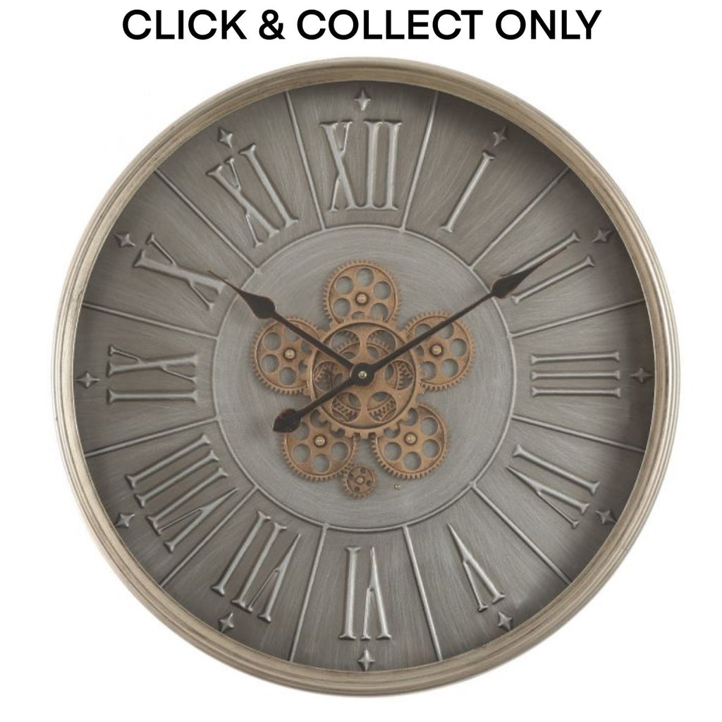 Cog Wall Clock French George Modern 60cm - Grey — Kitchen Antics