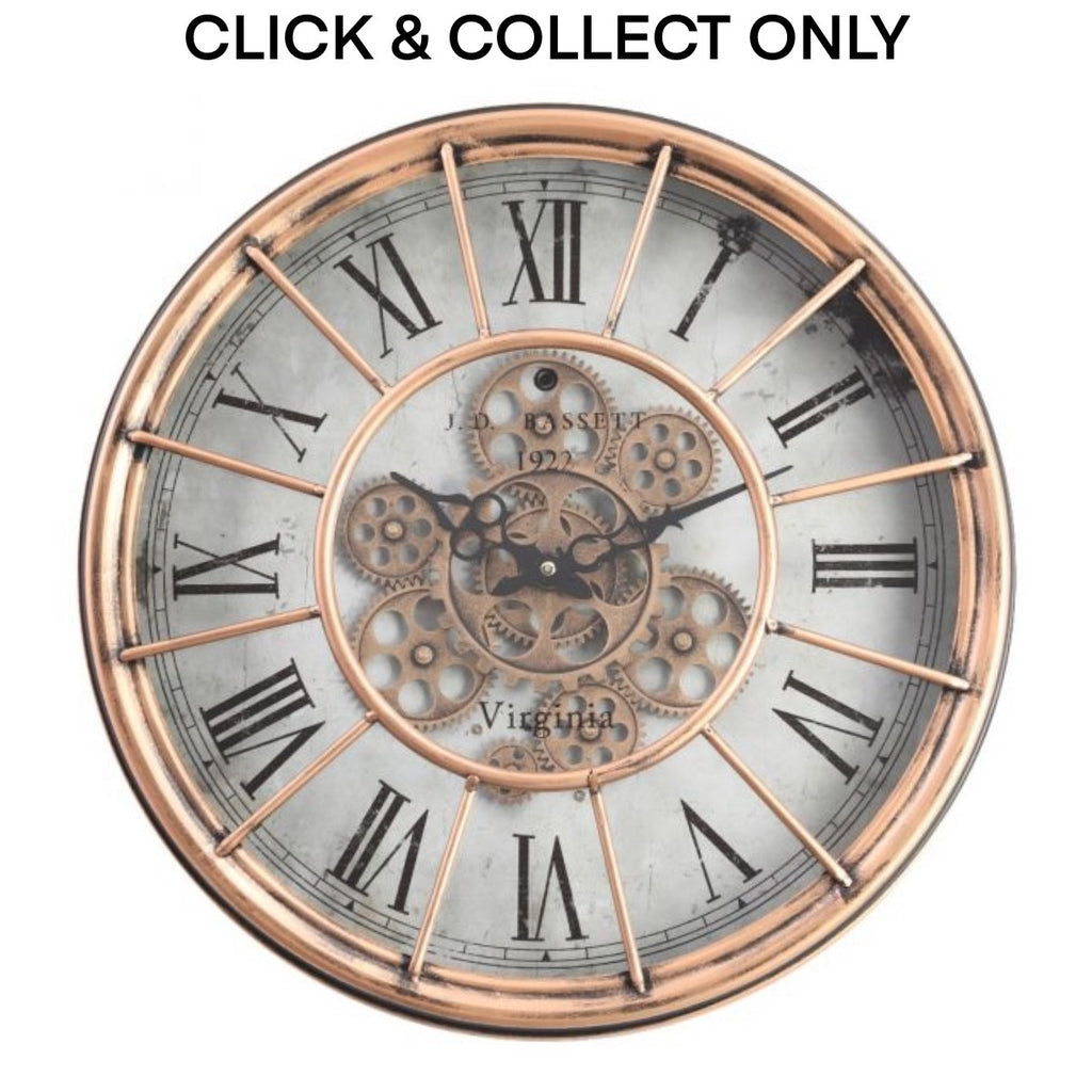 Cog Wall Clock French Basset 47cm - Copper — Kitchen Antics